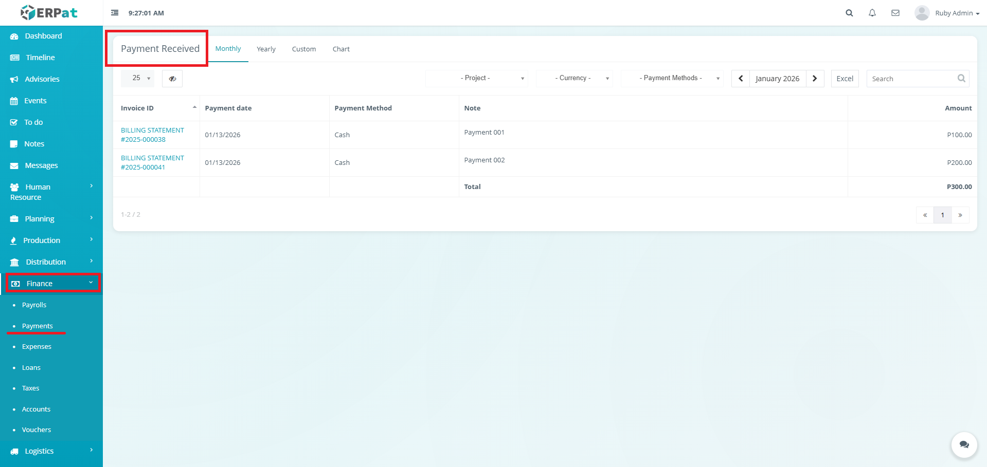 Payments Module - ERPat System