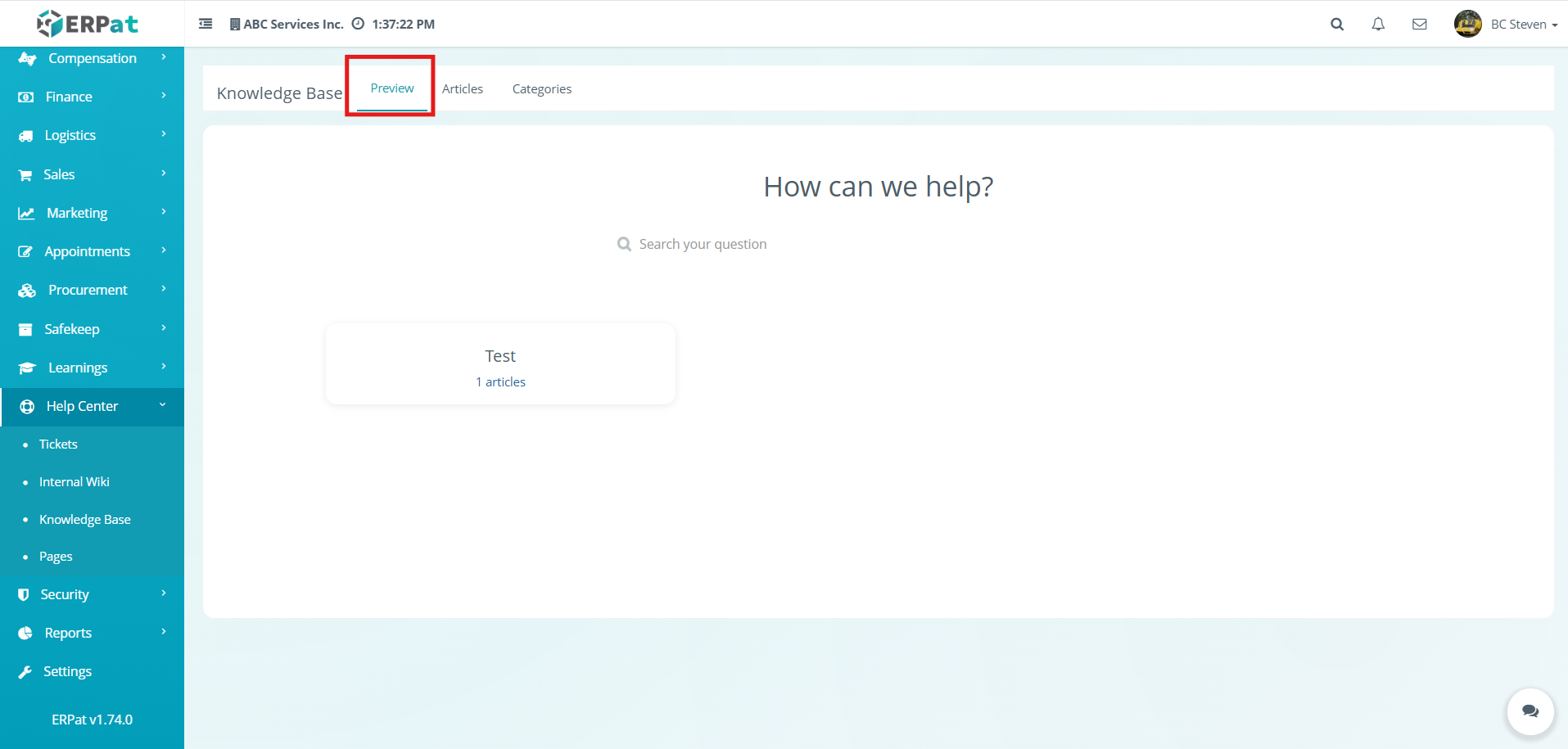 Knowledge Base Module - ERPat System