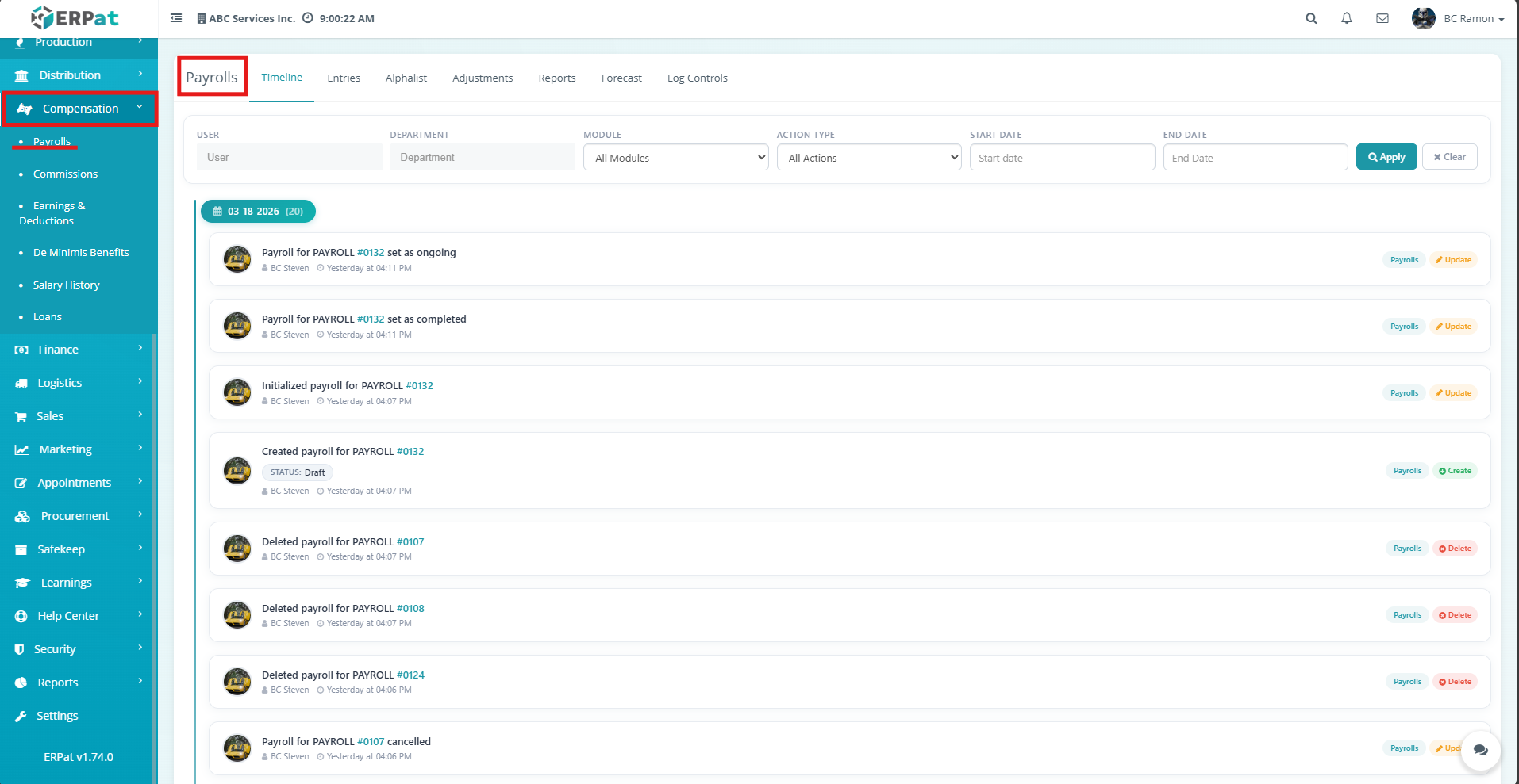 Payrolls Module - ERPat System